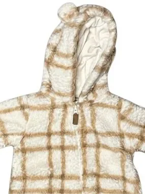 Carter's | One Pieces | Carters Cream And Tan Plaid Plush Hooded ...